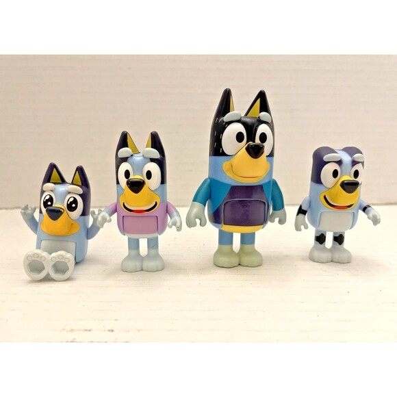 Bluey | Toys | Bluey Bandit Dad Figure And 3 Different Bluey Figures ...